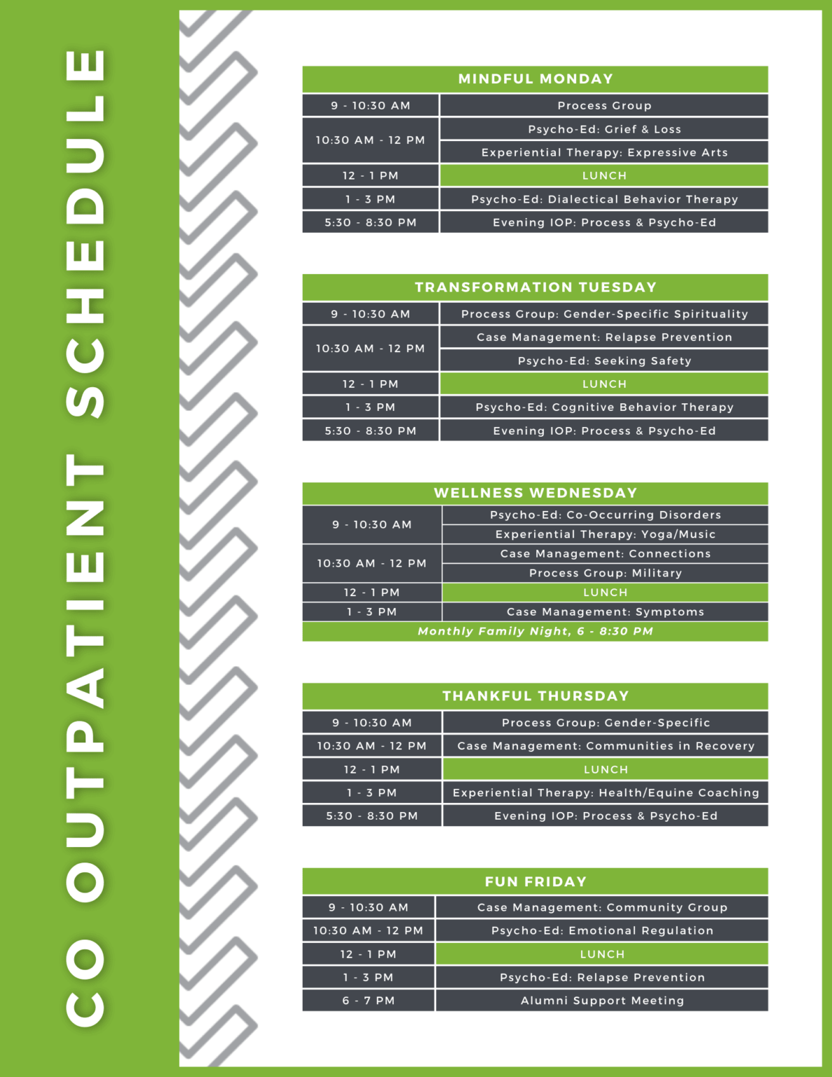 Footprints to Recovery Sample Schedule – Footprints to Recovery ...