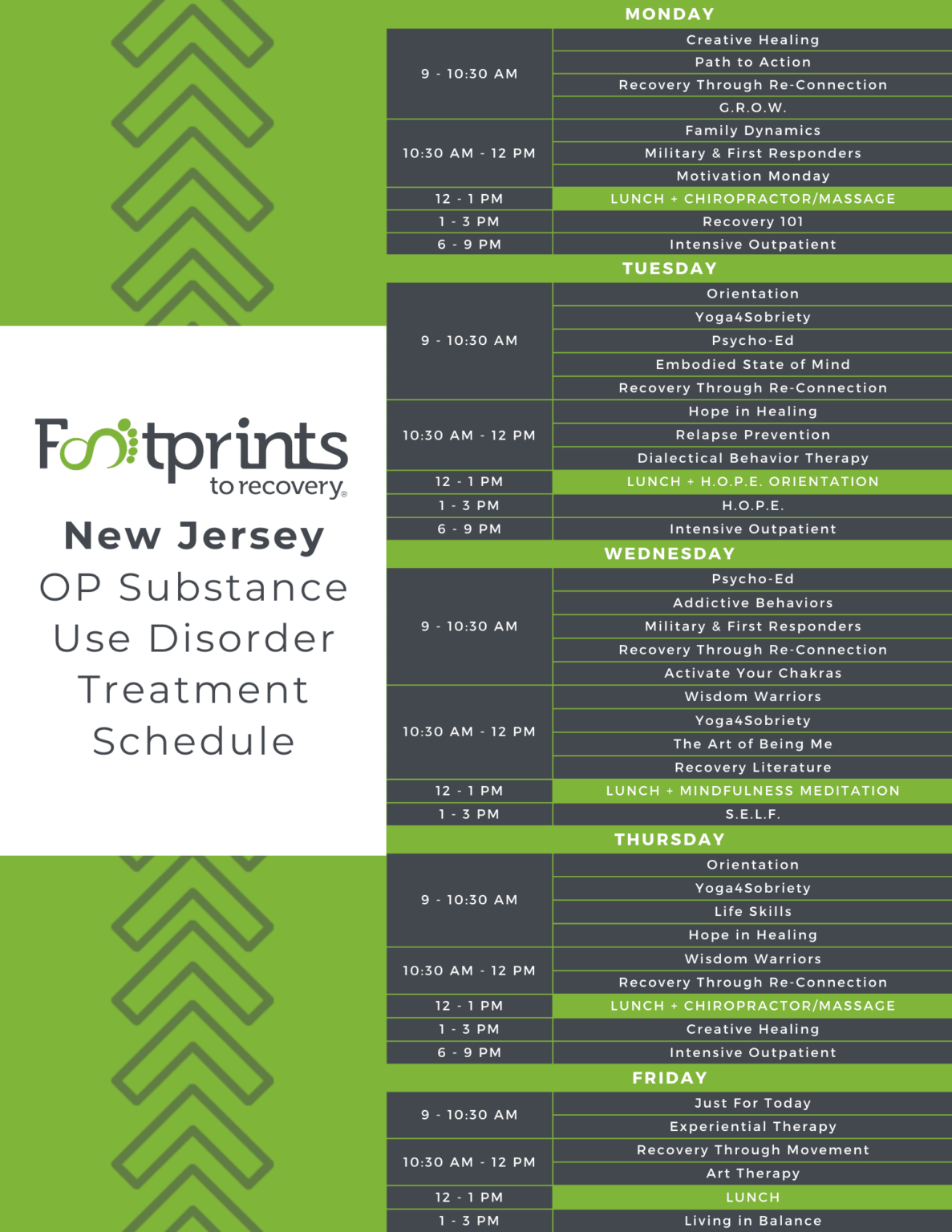 Footprints to Recovery Sample Schedule – Footprints to Recovery ...